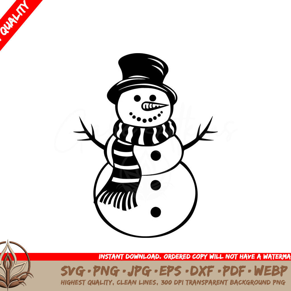 Traditional Snowman - Digital Design in Multiple File Formats (SVG, PN ...