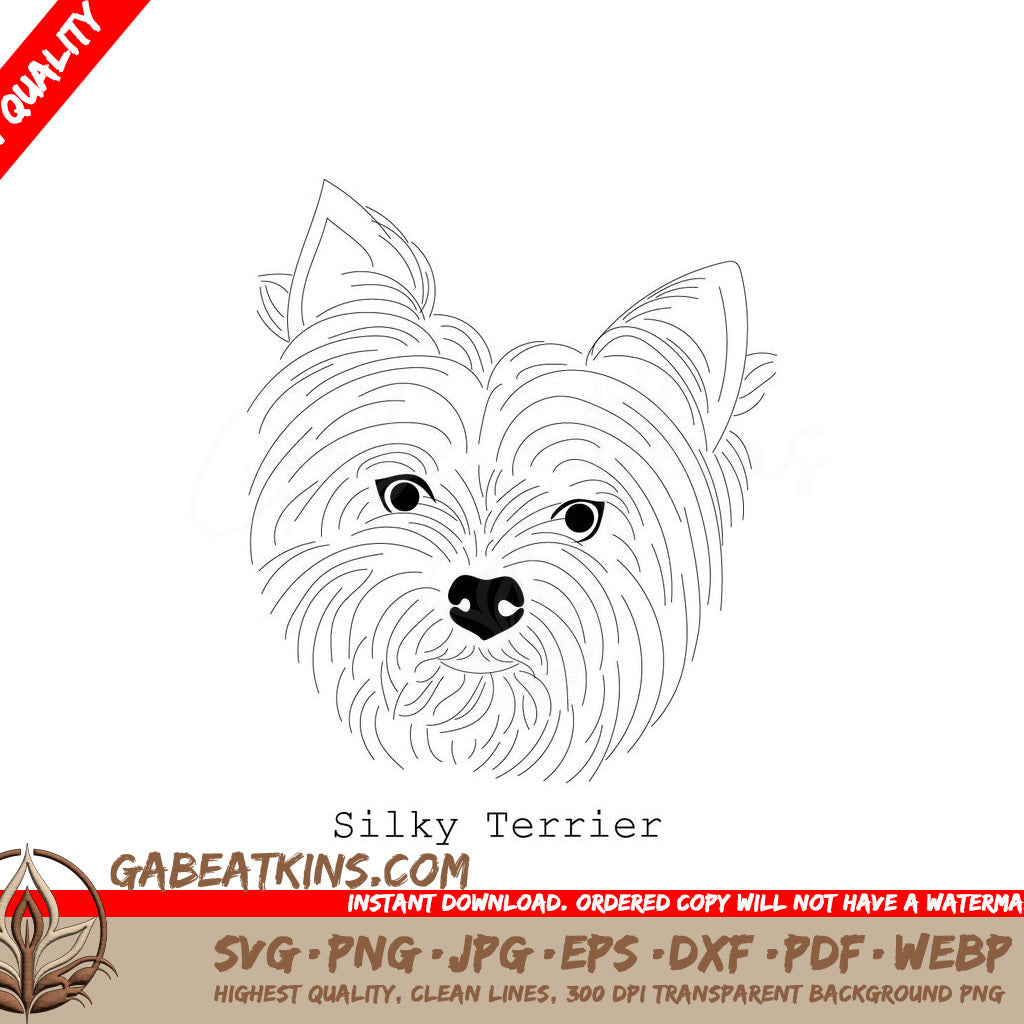 Silky Terrier SVG - Outline Drawing – Gabe Atkins Designs