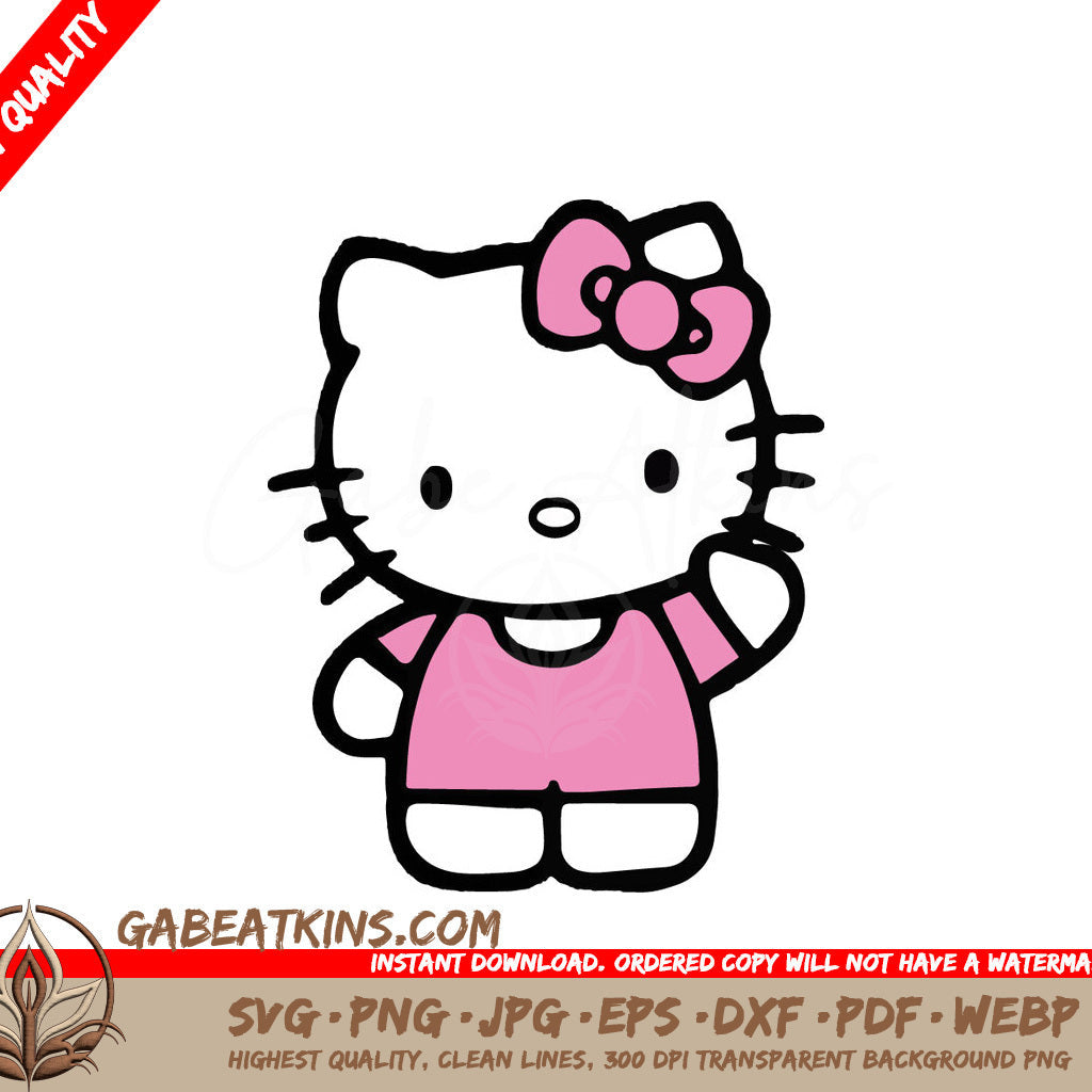 A Drawing Of Hello Kitty With A Pink Bow On Her Head SVG - Hello Kitty ...