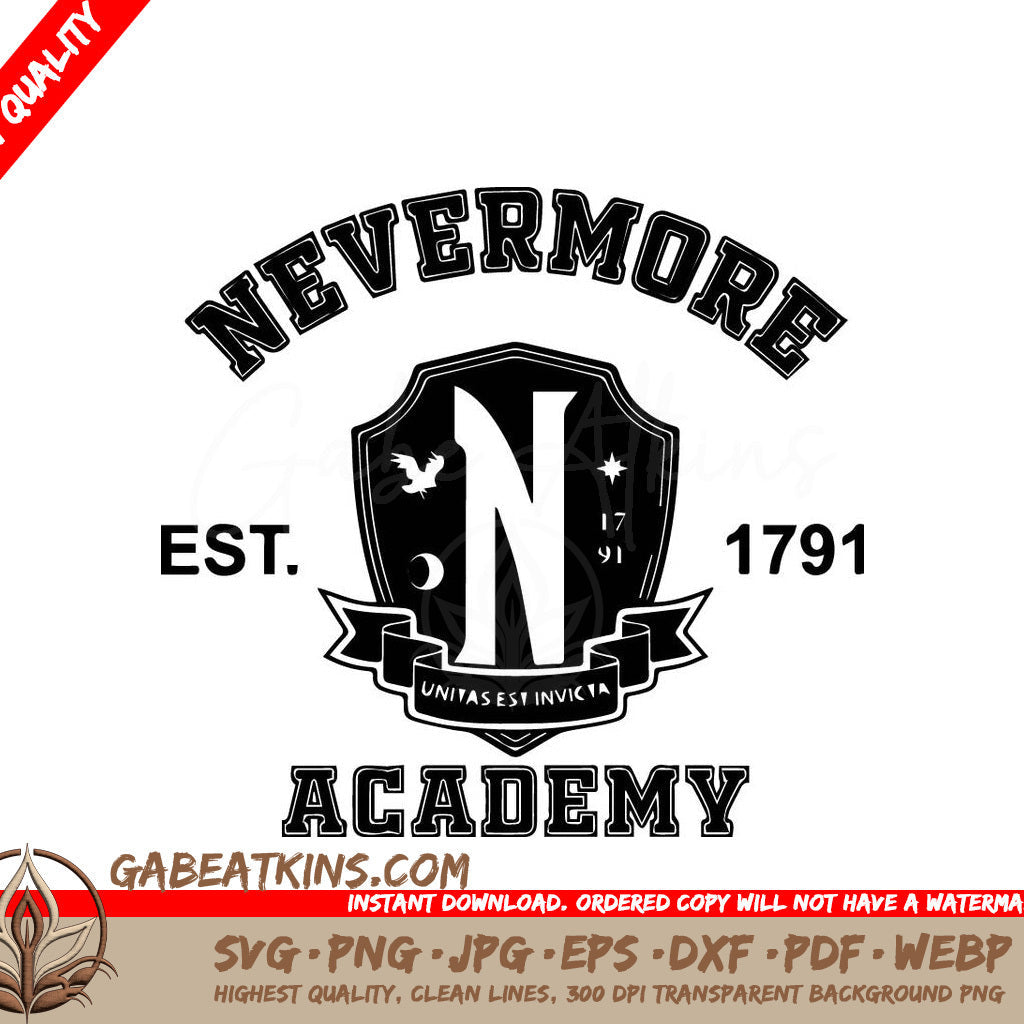 A Black And White Logo For Nevermore Academy SVG - Nevermore Academy S ...