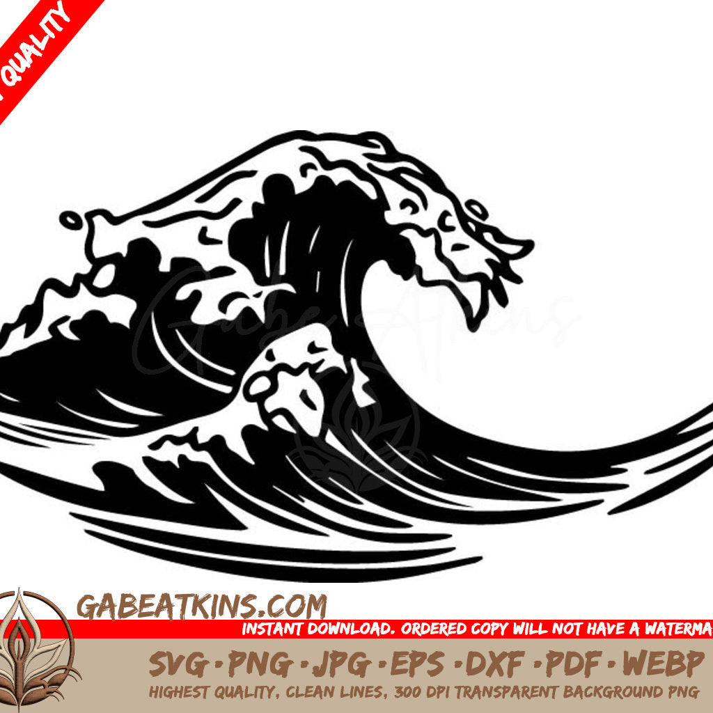 A Large Wave In The Ocean . SVG - Ocean Waves SVG SVG – Gabe Atkins Designs