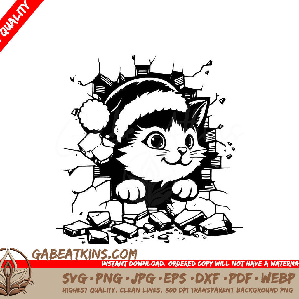 A Cat Wearing A Santa Hat SVG - Santa Cat Breakout SVG – Gabe Atkins ...