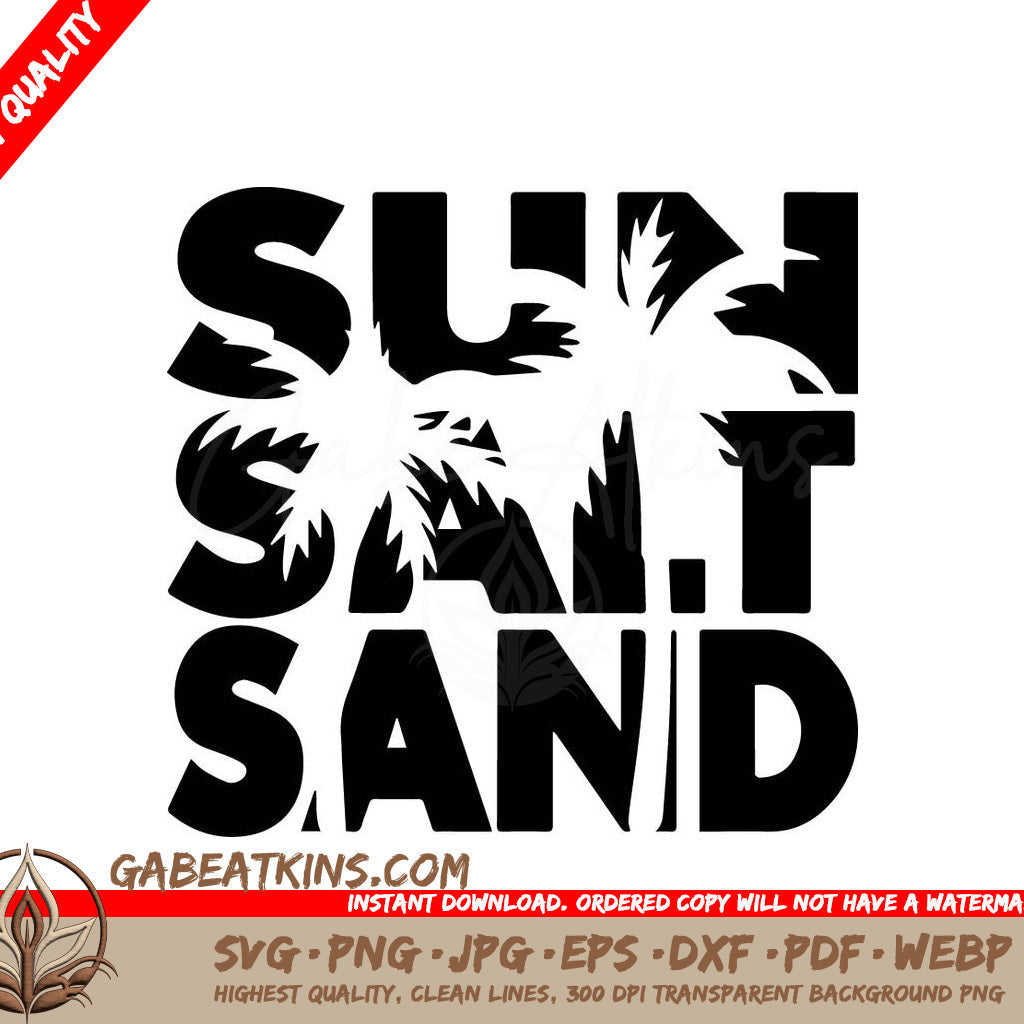 A Black And White Logo For Sun Salt Sand SVG - Sun Salt Sand SVG SVG ...