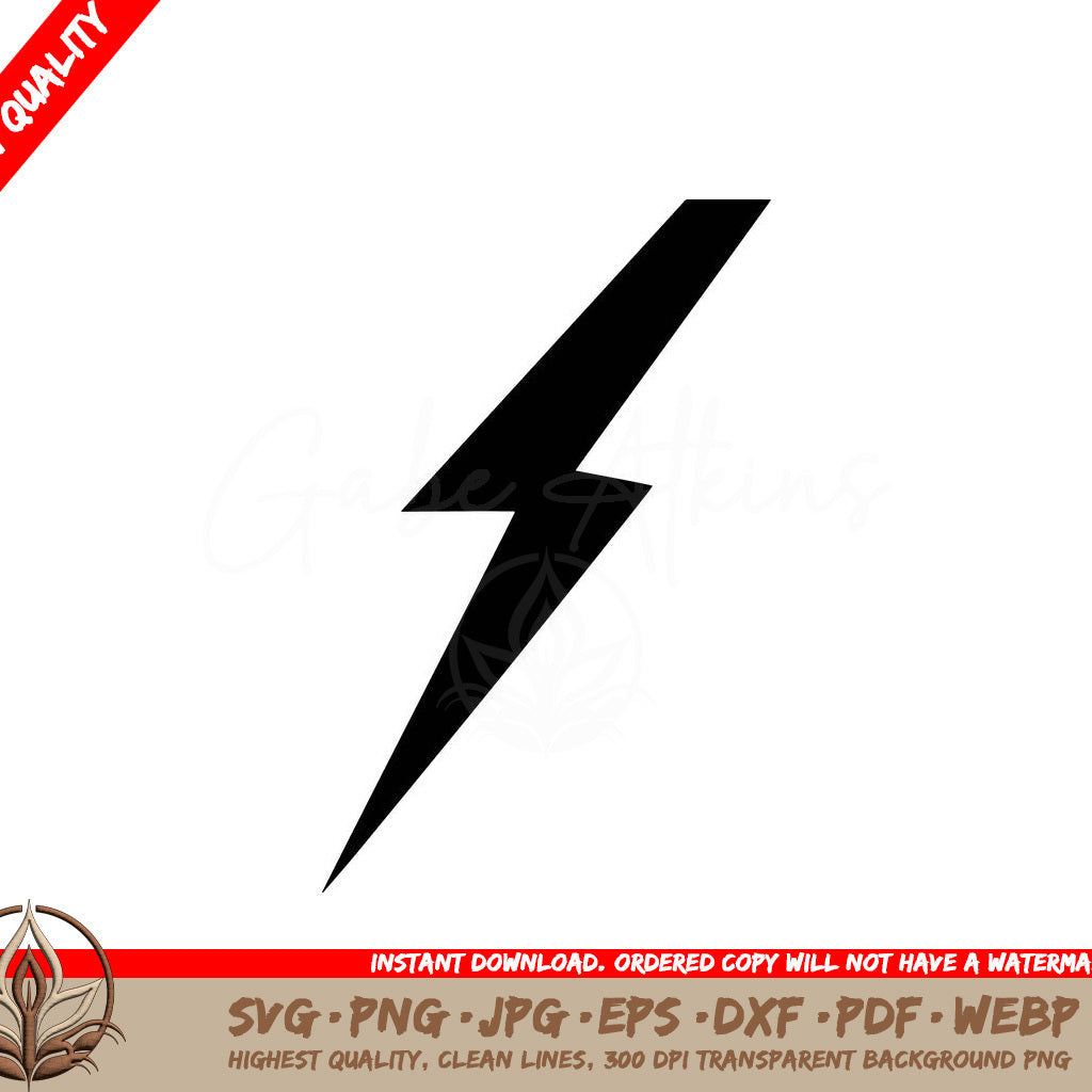 Thunderbolt Symbol - Digital Download in SVG, PNG, JPG, AI, PDF, DXF ...