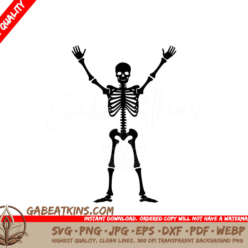 A Black And White Drawing Of A Skeleton With Its Arms Outstretched ...