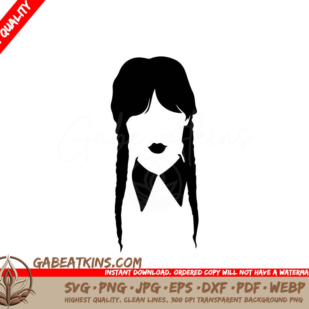 A Girl With Braids And A Collar SVG - Wednesday Addams SVG SVG – Gabe ...