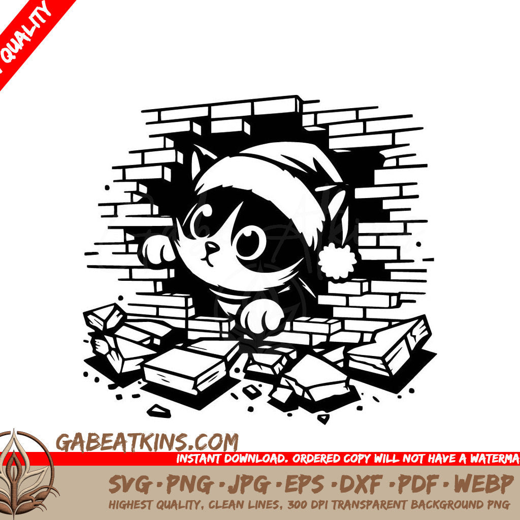 A Cat Wearing A Santa Hat SVG - Xmas Kitty Breakout SVG – Gabe Atkins ...