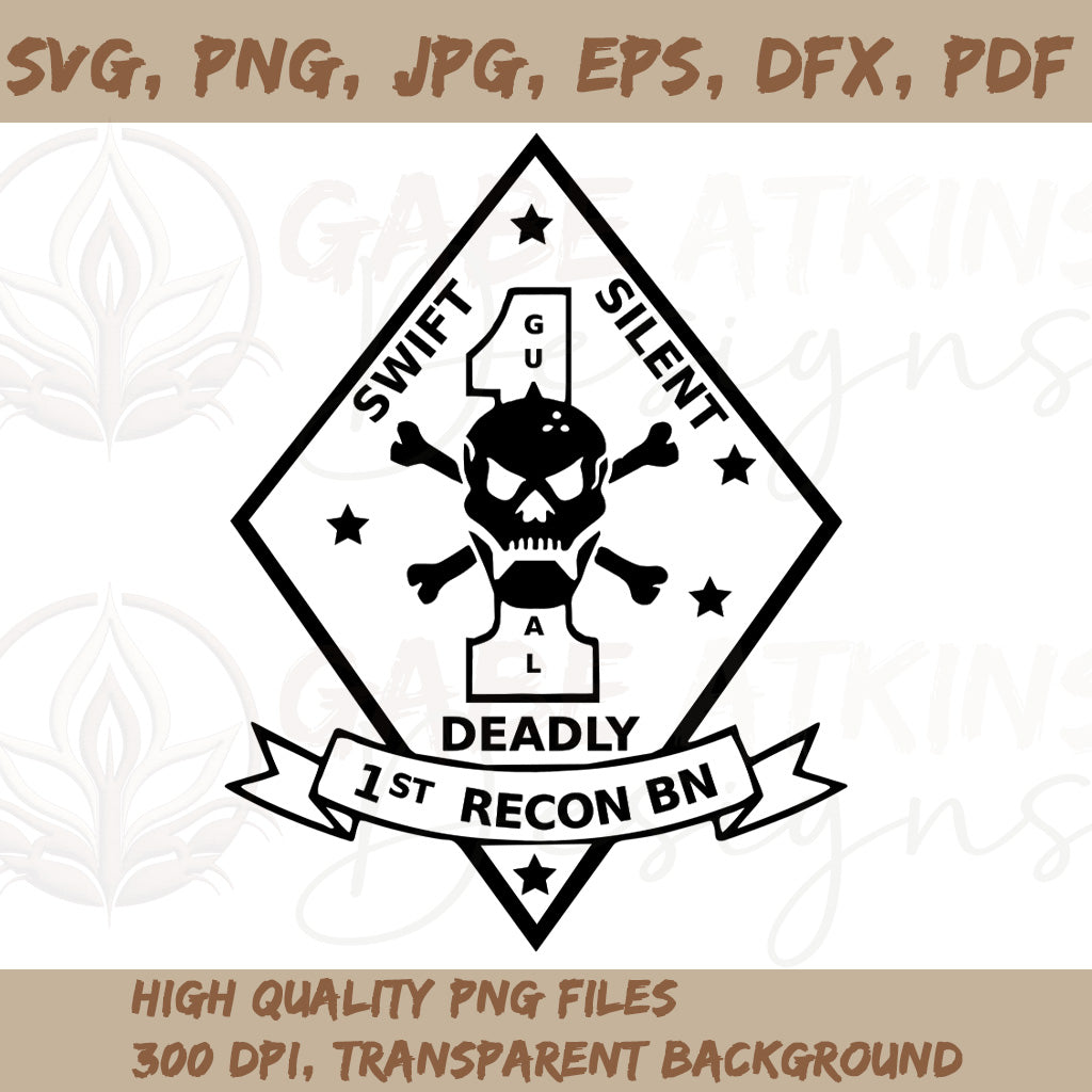 USMC 1st Recon Battalion Logo SVG, PNG, EPS, DFX, JPG, PDF, WEBP USMC ...